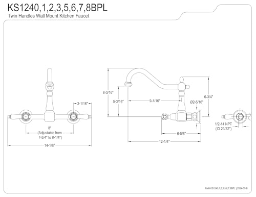 Kingston Brass KS1240BPL Bel-Air Bridge Kitchen Faucet, Matte Black