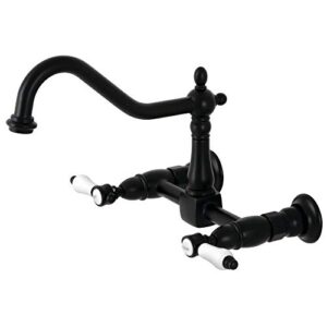 kingston brass ks1240bpl bel-air bridge kitchen faucet, matte black