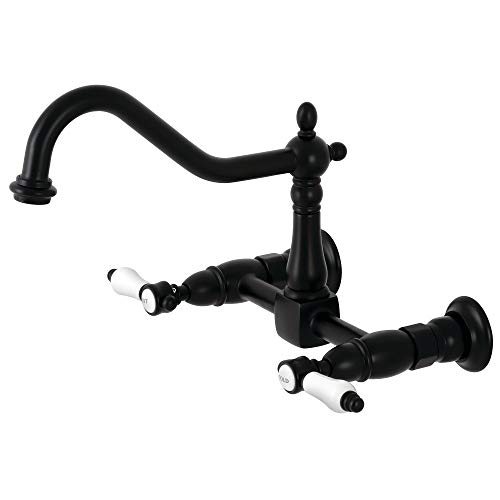 Kingston Brass KS1240BPL Bel-Air Bridge Kitchen Faucet, Matte Black