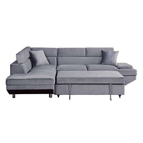 Lexicon Estelle Sectional Sofa Bed, Gray