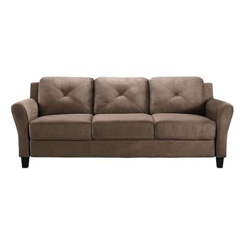 BOWERY HILL Microfiber Sofa Couch in Brown