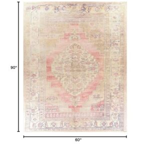 Hauteloom Holliday Living Room, Bedroom Area Rug - Traditional - Blue, Beige, Orange - 5' x 7'6"