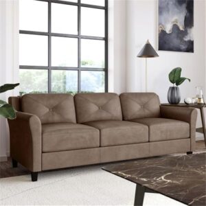 BOWERY HILL Microfiber Sofa Couch in Brown