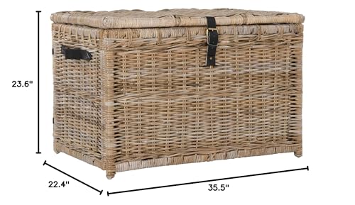 Misc 35" Wicker Storage Trunk Gray Rattan