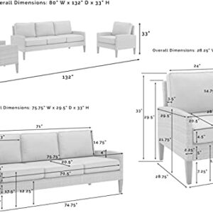 Crosley Furniture Capella 3-Piece Outdoor Sofa Patio Furniture Set, Wicker Conversation Sets for Porch, Acorn with Gray Cushions