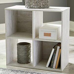 Signature Design by Ashley Paxberry Coastal 4 Cube Storage Organizer or Bookcase, Whitewash