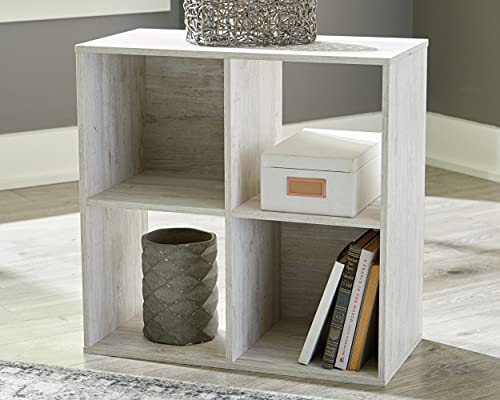 Signature Design by Ashley Paxberry Coastal 4 Cube Storage Organizer or Bookcase, Whitewash