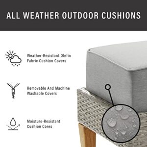 Crosley Furniture Capella 3-Piece Outdoor Sofa Patio Furniture Set, Wicker Conversation Sets for Porch, Acorn with Gray Cushions