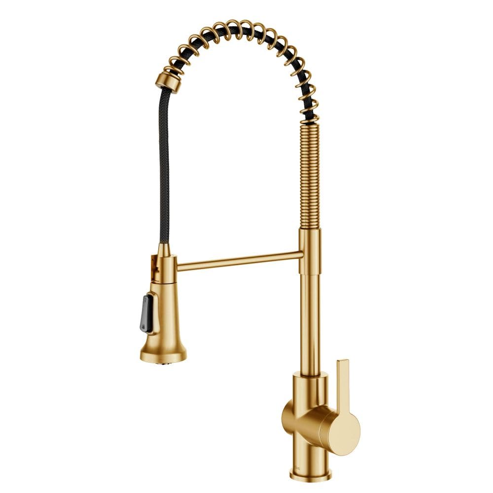 KRAUS Britt 2nd Gen Commercial Style Pull-Down Single Handle Kitchen Faucet in Brushed Brass, KPF-1691BB