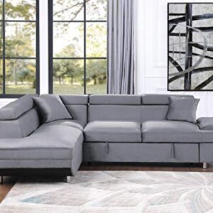 Lexicon Estelle Sectional Sofa Bed, Gray