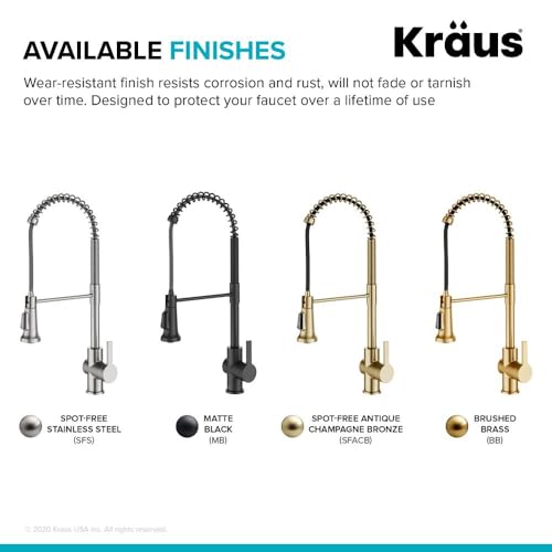 KRAUS Britt 2nd Gen Commercial Style Pull-Down Single Handle Kitchen Faucet in Brushed Brass, KPF-1691BB