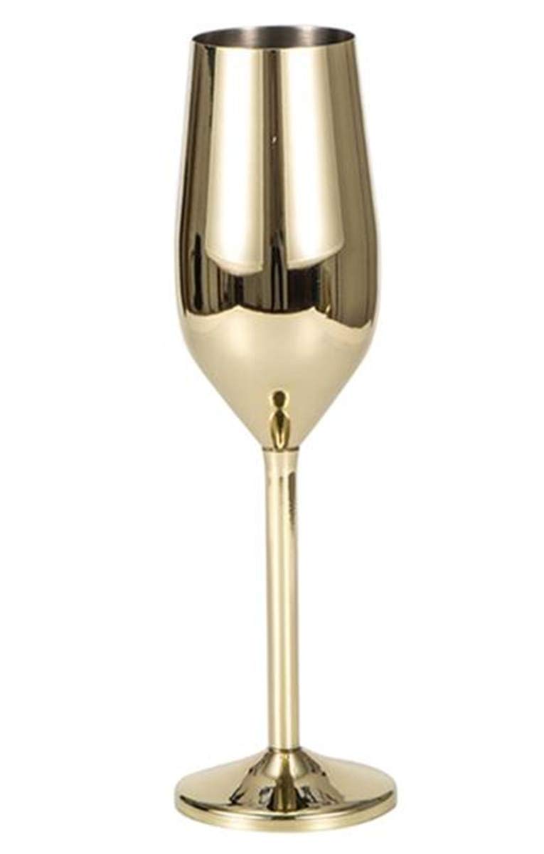 VERISA Stainless Steel gold champagne flutes Set of 2, moet champagne mimosa flutes 200ML Unbreakable champagne flutes for Wedding, mocktail glasses,bride and groom champagne glasses