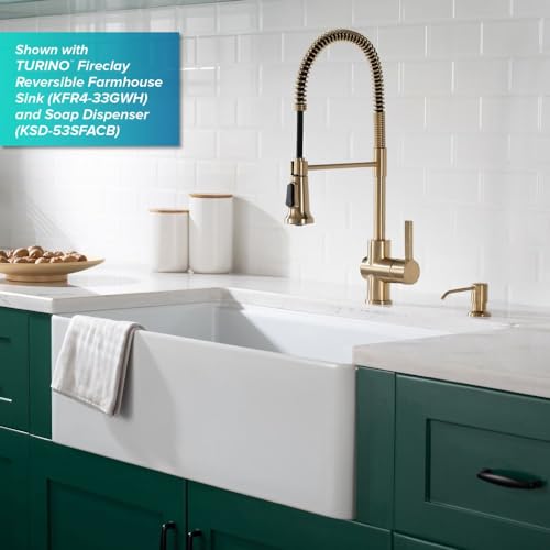 KRAUS Britt 2nd Gen Commercial Style Pull-Down Single Handle Kitchen Faucet in Brushed Brass, KPF-1691BB