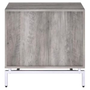 Acme Cistus Wooden Accent Table in Weathered Gray Oak and White