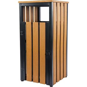 lorell, llr42692, outdoor waste bin, 1, teak