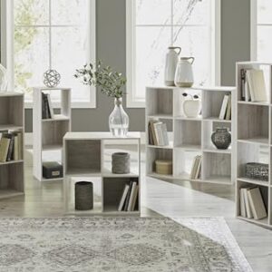 Signature Design by Ashley Paxberry Coastal 4 Cube Storage Organizer or Bookcase, Whitewash