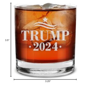 shop4ever Trump 2024 American Stars Election Engraved Whiskey Glass 11 oz. Donald Trump Patriotic Gift