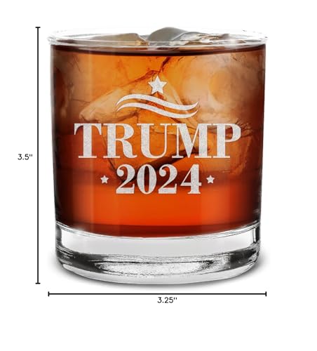 shop4ever Trump 2024 American Stars Election Engraved Whiskey Glass 11 oz. Donald Trump Patriotic Gift