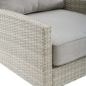 Crosley Furniture Capella 3-Piece Outdoor Sofa Patio Furniture Set, Wicker Conversation Sets for Porch, Acorn with Gray Cushions