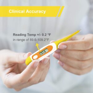 Digital Oral Thermometer for Adults Baby Infant Thermometer,Easy@Home Medical Thermometer,Basal Body Temperature Thermometer for Rectal Mouth Underarm with Fever Alarm EMT-021-Yellow