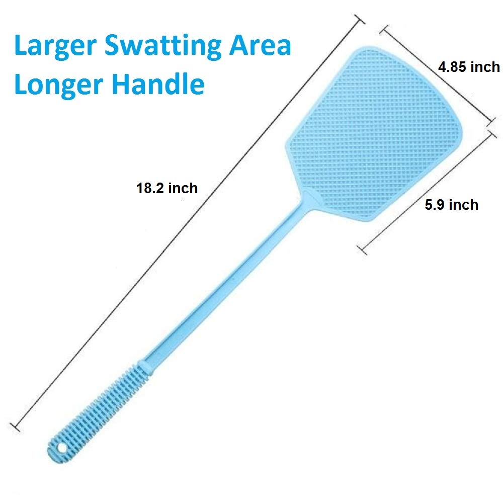 Fly Swatter, 4 Pack Strong Plastic Fly Swat Set with Long Flexible Handle Manual Heavy Duty Fly Swatters Assorted Colors