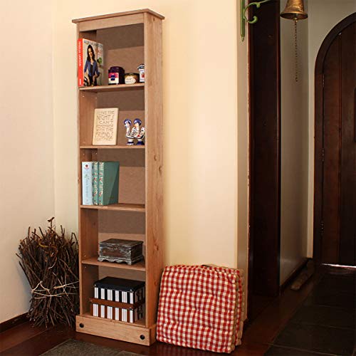 Furniture Dash - Narrow Bookshelf - Corner Shelf - Storage Cabinet - Laundry Room Organization - Shelves - 18.11" W, 7.87" D, 69.29" H - 24.21lb (Antique Brown)