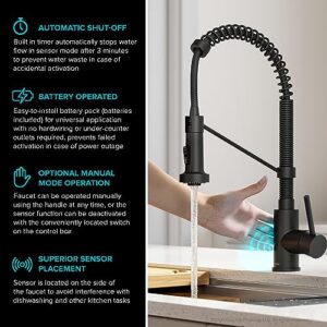 KRAUS Bolden Touchless Sensor Commercial Style 2-Function Single Handle Pull Down Kitchen Faucet in Matte Black, KSF-1610MB