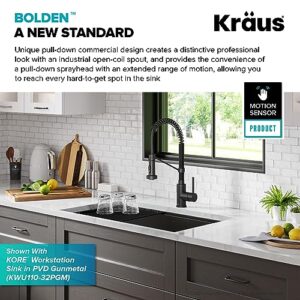 KRAUS Bolden Touchless Sensor Commercial Style 2-Function Single Handle Pull Down Kitchen Faucet in Matte Black, KSF-1610MB