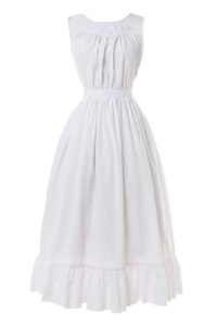 cr rolecos white vintage maid ruffle apron for women colonial pioneer peasant apron pinafore adjustable kitchen gift l