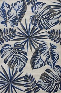 new home tropical palm leaves 9'10 x 13'2 area rug in grey/blue