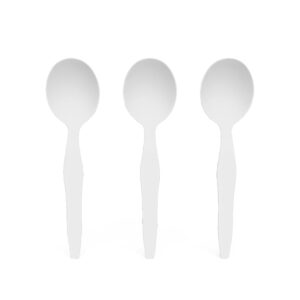 Perk Plastic Soup Spoon, Heavy-Weight, White