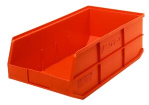 quantum storage k-ssb485or-3 3-pack stackable plastic shelf bin, 20-1/2" x 11" x 7", orange