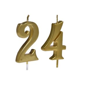 bailym gold 24th birthday candles, number 24 cake topper for birthday decorations