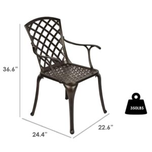 TITIMO Outdoor Bistro Dining Chair Set Cast Aluminum Dining Chairs for Patio Furniture Garden Deck with Lattice-Weave Design, Set of 2,Home Living Room（Mesh Design Chair）