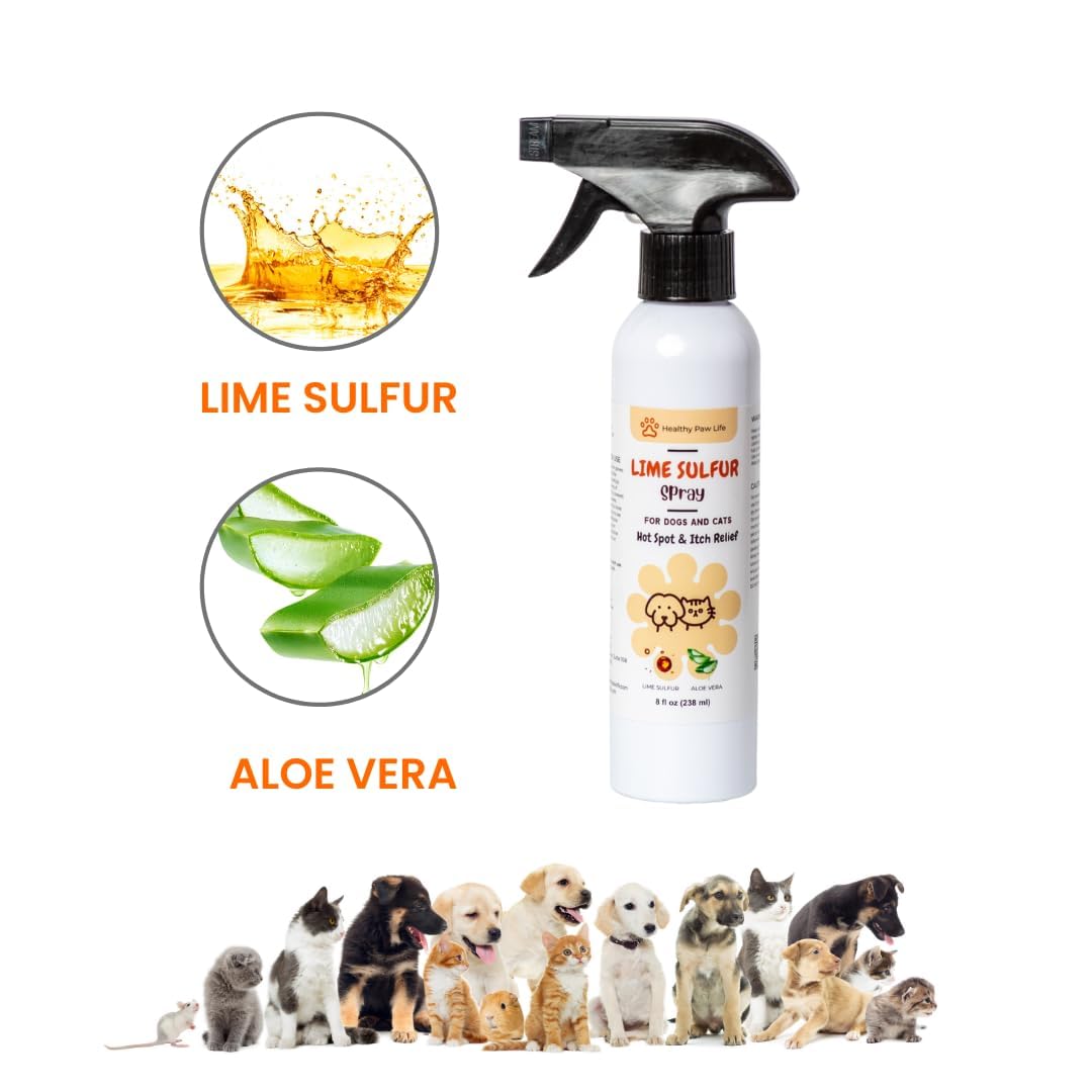 Classic's Lime Sulfur Spray Pet Care for Dry and Itchy Skin - Spotcare and Safe Solution for Dog, Cat, Puppy, Kitten, Horse (8 oz)