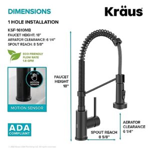 KRAUS Bolden Touchless Sensor Commercial Style 2-Function Single Handle Pull Down Kitchen Faucet in Matte Black, KSF-1610MB