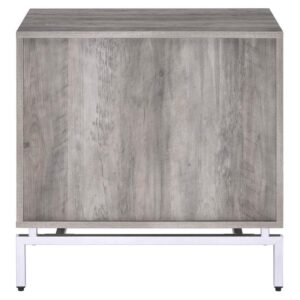 Acme Cistus Wooden Accent Table in Weathered Gray Oak and White