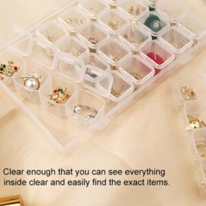 AKOAK 28-Compartment Transparent Plastic Storage Box, Separate Lid, Transparent Compartment, Nail Art Storage Box, Jewelry, Rhinestone, Beads, Screws, Organizer Container