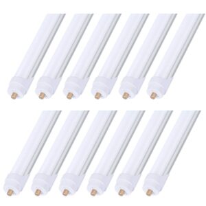 onlylux 8ft led bulbs,12 pack 96" 45w fa8 single pin led tube lights 5400lm, 6000k, milky cover, f96t12 bulb fluorescent replacement, ballast bypass