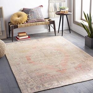 hauteloom holliday living room, bedroom area rug - traditional - blue, beige, orange - 5' x 7'6"