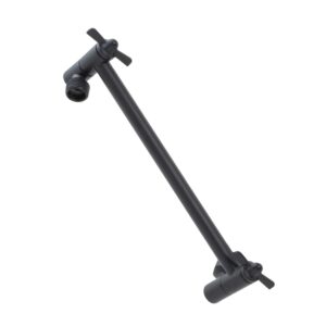 shower head extension arm by js jackson supplies, adjustable 10 inch showerhead extender, solid brass construction, universal tall hi-lo pipe height extending (black finish)