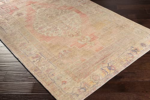 Hauteloom Holliday Living Room, Bedroom Area Rug - Traditional - Blue, Beige, Orange - 5' x 7'6"