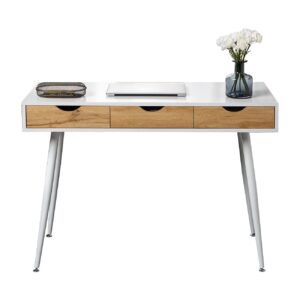 sogesfurniture writing computer desk modern with 3 drawers, makeup vanity table, writing study desk for home office, dressing table