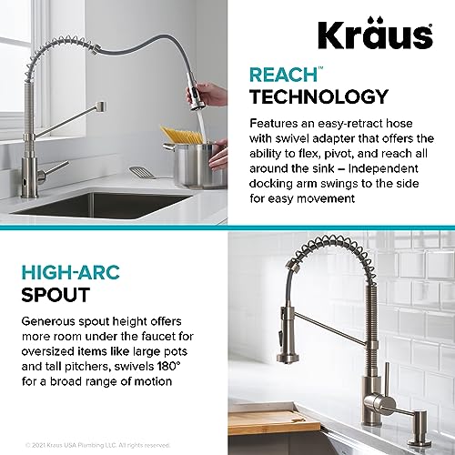 KRAUS Bolden Touchless Sensor Commercial Style 2-Function Single Handle Pull Down Kitchen Faucet in Matte Black, KSF-1610MB