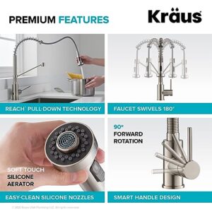 KRAUS Bolden Touchless Sensor Commercial Style 2-Function Single Handle Pull Down Kitchen Faucet in Matte Black, KSF-1610MB