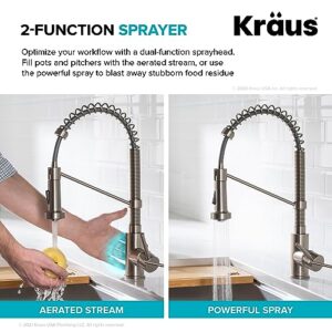 KRAUS Bolden Touchless Sensor Commercial Style 2-Function Single Handle Pull Down Kitchen Faucet in Matte Black, KSF-1610MB