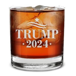 shop4ever trump 2024 american stars election engraved whiskey glass 11 oz. donald trump patriotic gift