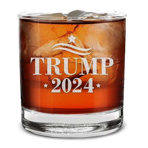 shop4ever Trump 2024 American Stars Election Engraved Whiskey Glass 11 oz. Donald Trump Patriotic Gift