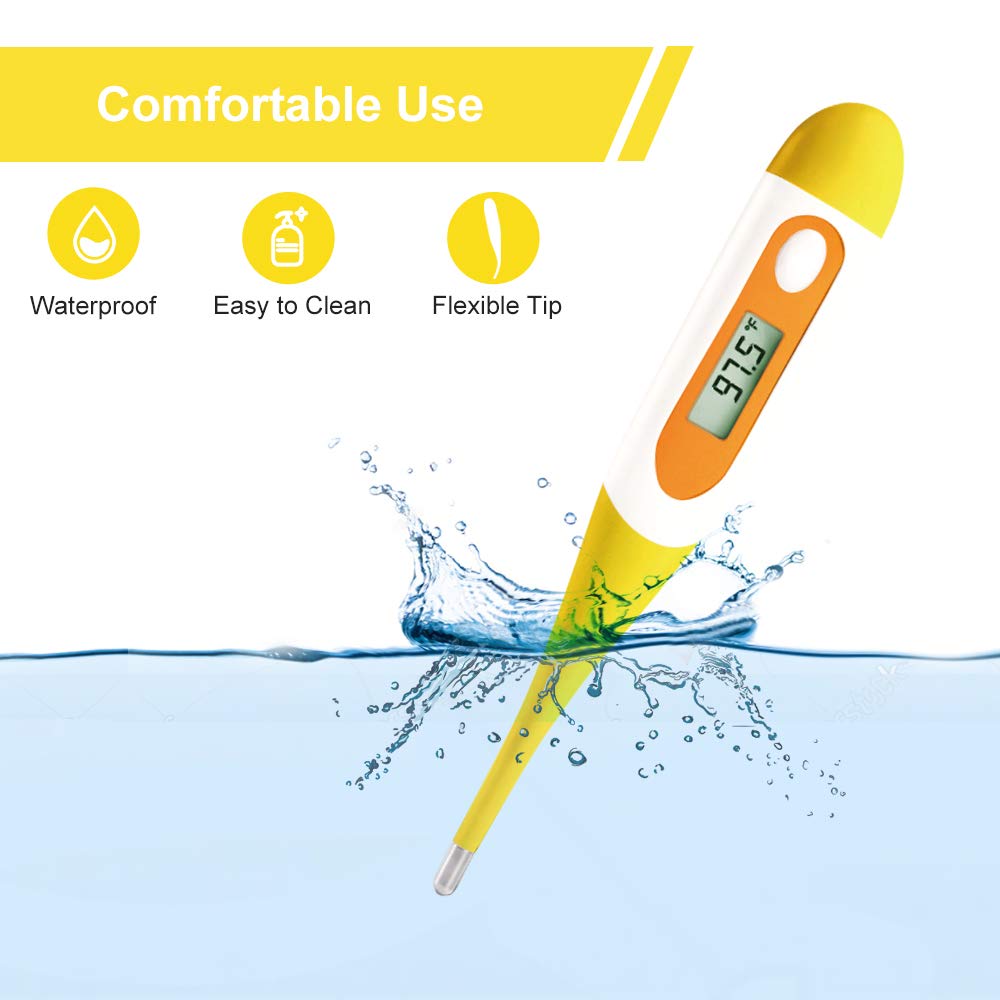 Digital Oral Thermometer for Adults Baby Infant Thermometer,Easy@Home Medical Thermometer,Basal Body Temperature Thermometer for Rectal Mouth Underarm with Fever Alarm EMT-021-Yellow