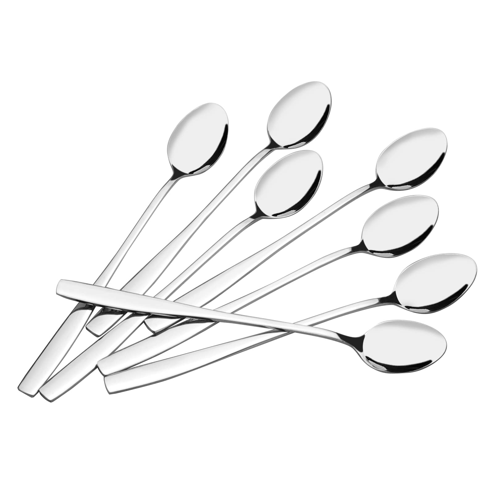 Bringer Stainless Steel Long Handle Iced Tea Spoons, Cocktail Stirring Spoons Set, Pack of 12